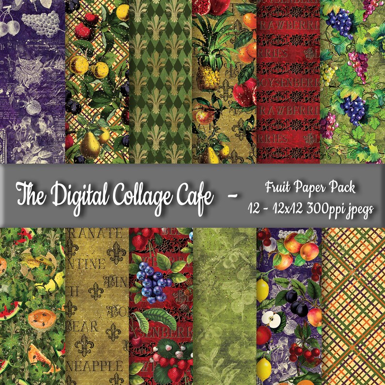 Fruit Seamless Digital Paper Pack Vintage Fruit Digital - Etsy