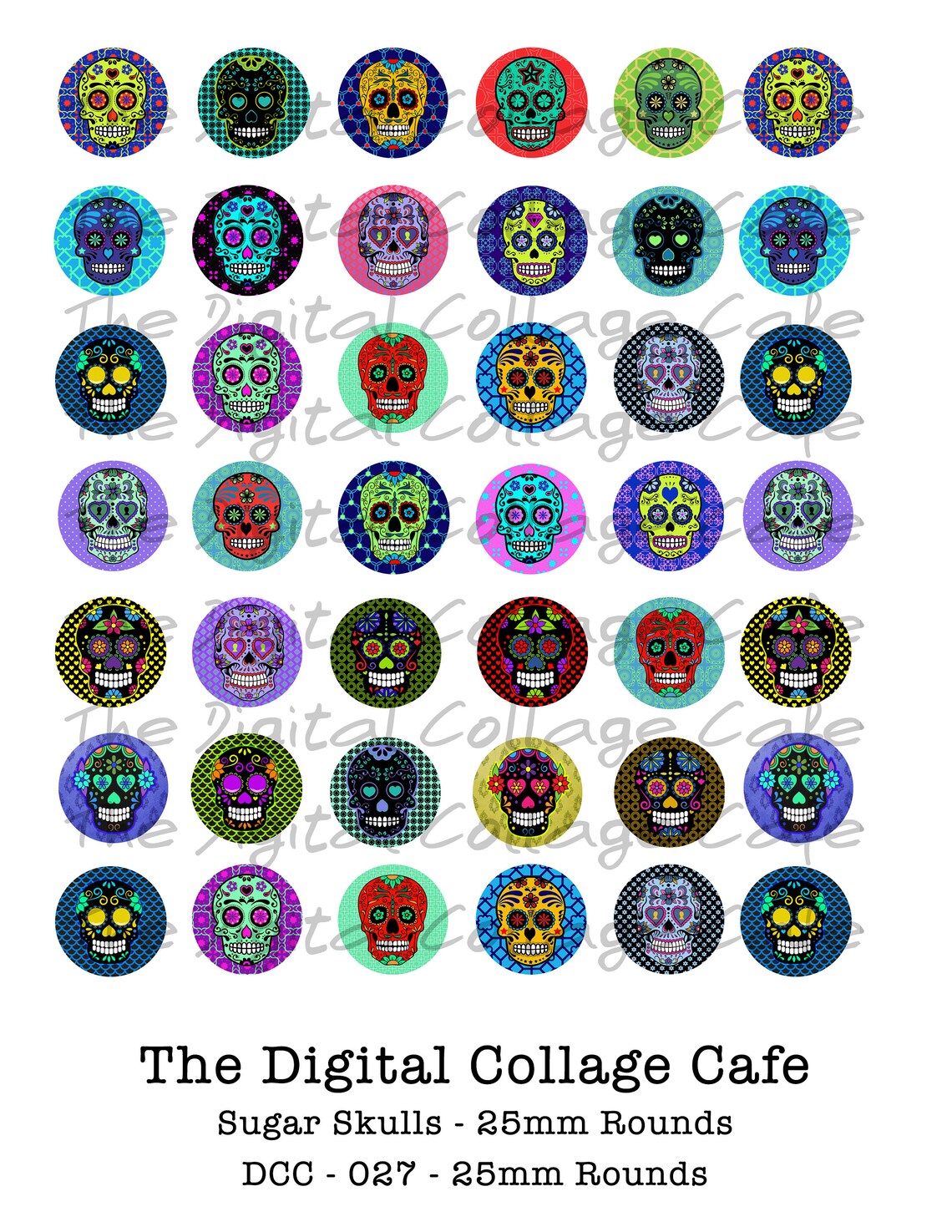 Sugar Skulls Collage Sheet DCC027 Dia de Los Muertos | Etsy
