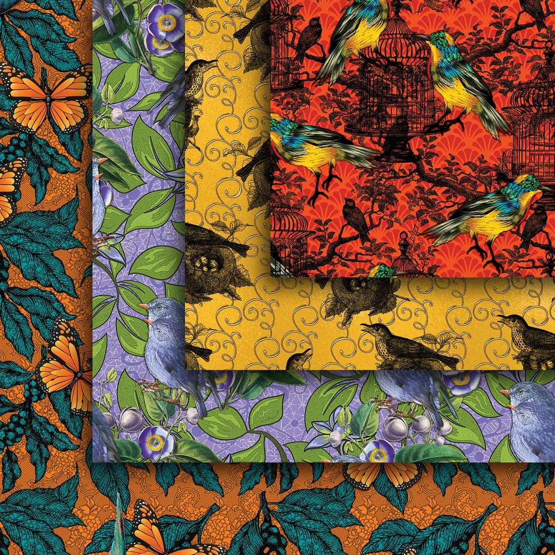 Birds Seamless Digital Paper Pack Vintage Bird Digital Paper | Etsy