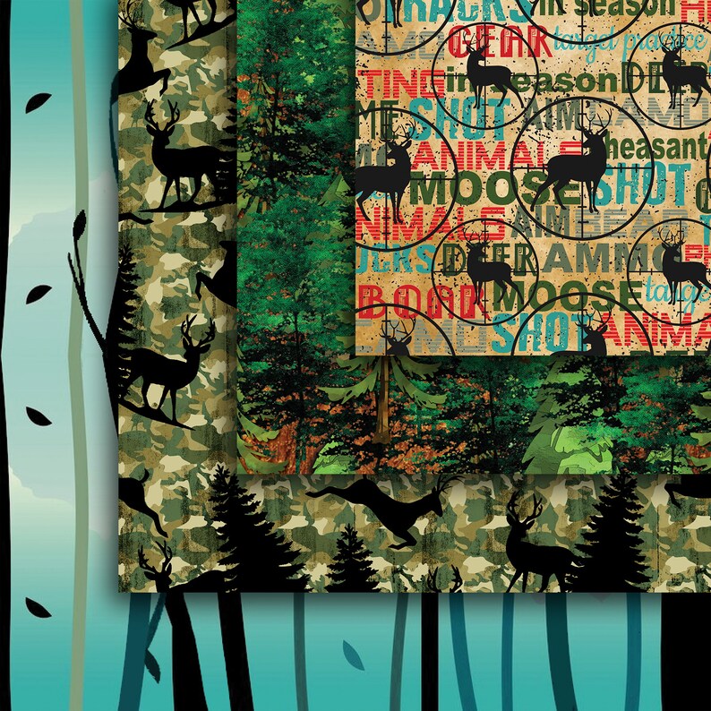 Hunting Seamless Digital Paper Pack, Duck Hunting Digital Paper, Deer ...