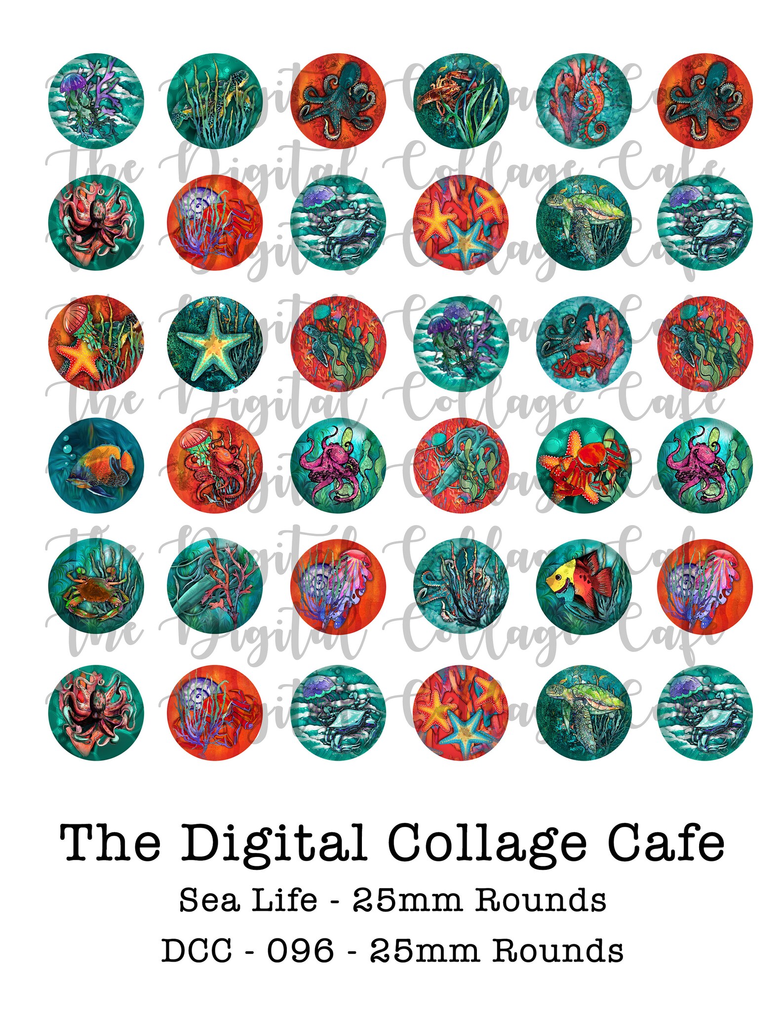 Sea Life Digital Collage Sheet, Ocean Collage, Ocean Life Collage ...