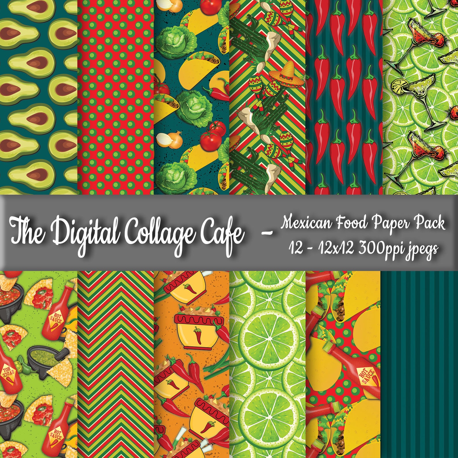 Mexican Food Seamless Digital Paper Pack Taco Seamless Paper | Etsy