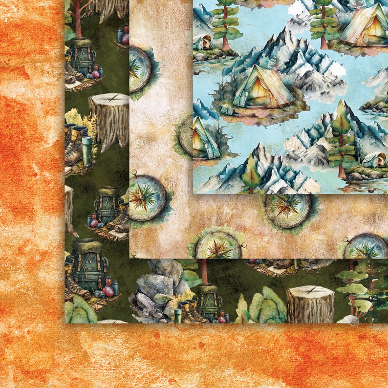 Camping 2 Seamless Digital Paper Pack Hiking Fabric Digital - Etsy