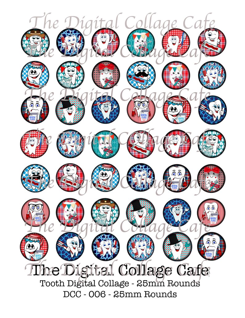 Tooth Digital Collage Sheet DCC006 Dental Hygienist Collage - Etsy