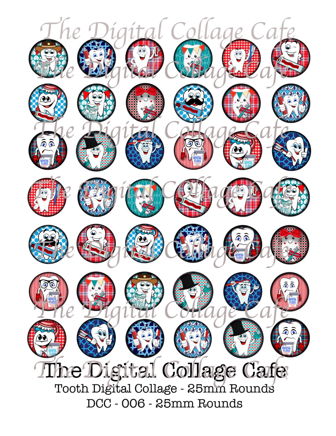 Tooth Digital Collage Sheet DCC006 Dental Hygienist Collage - Etsy