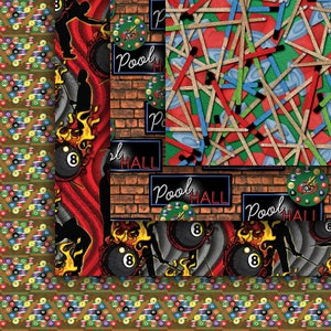 Pool Seamless Digital Paper Pack, Billiards Digital Paper, Pool Hall ...