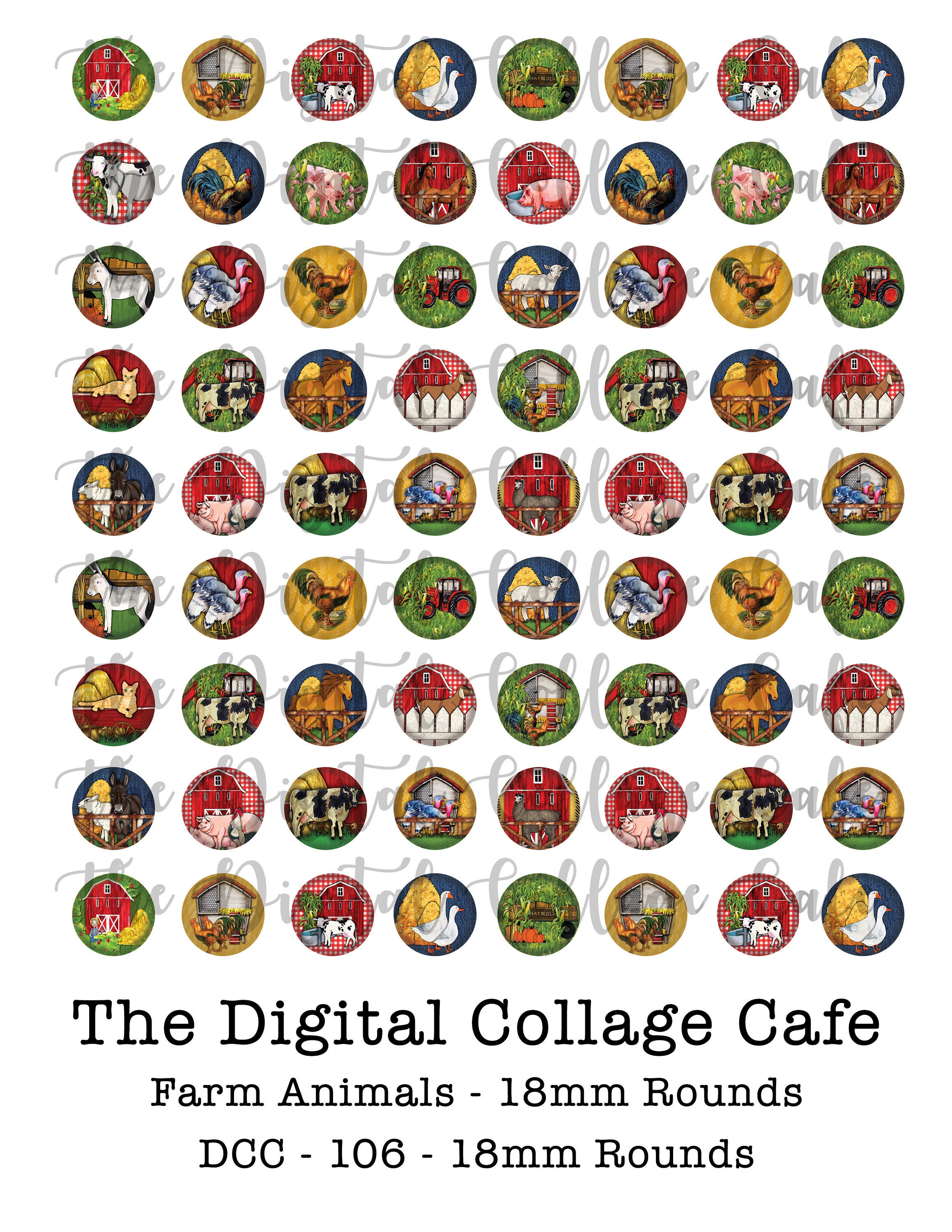 Farm Animals Collage Sheet Pig Collage Cow Collage DCC106 - Etsy