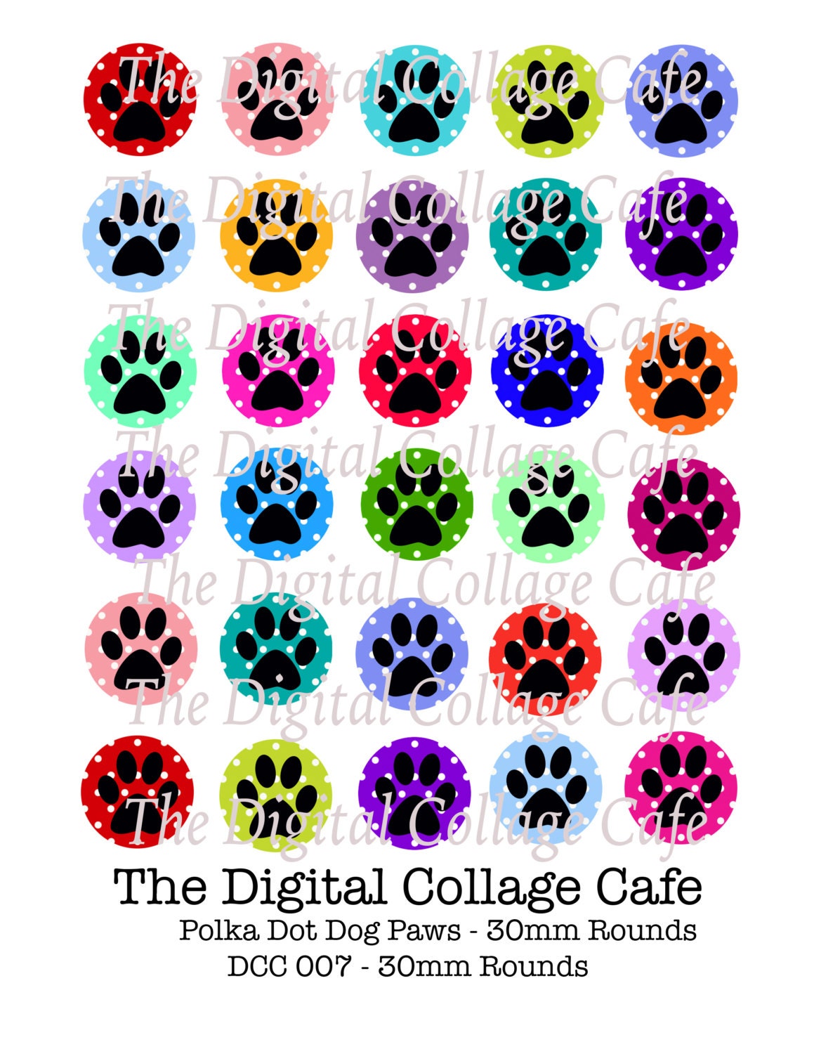 Polka Dot Dog Paws Digital Collage Sheet Dog Digital Collage - Etsy