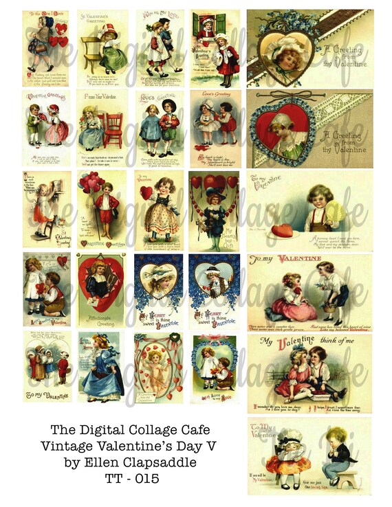 Vintage Valentines Day V by Ellen Clapsaddle Digital Collage | Etsy