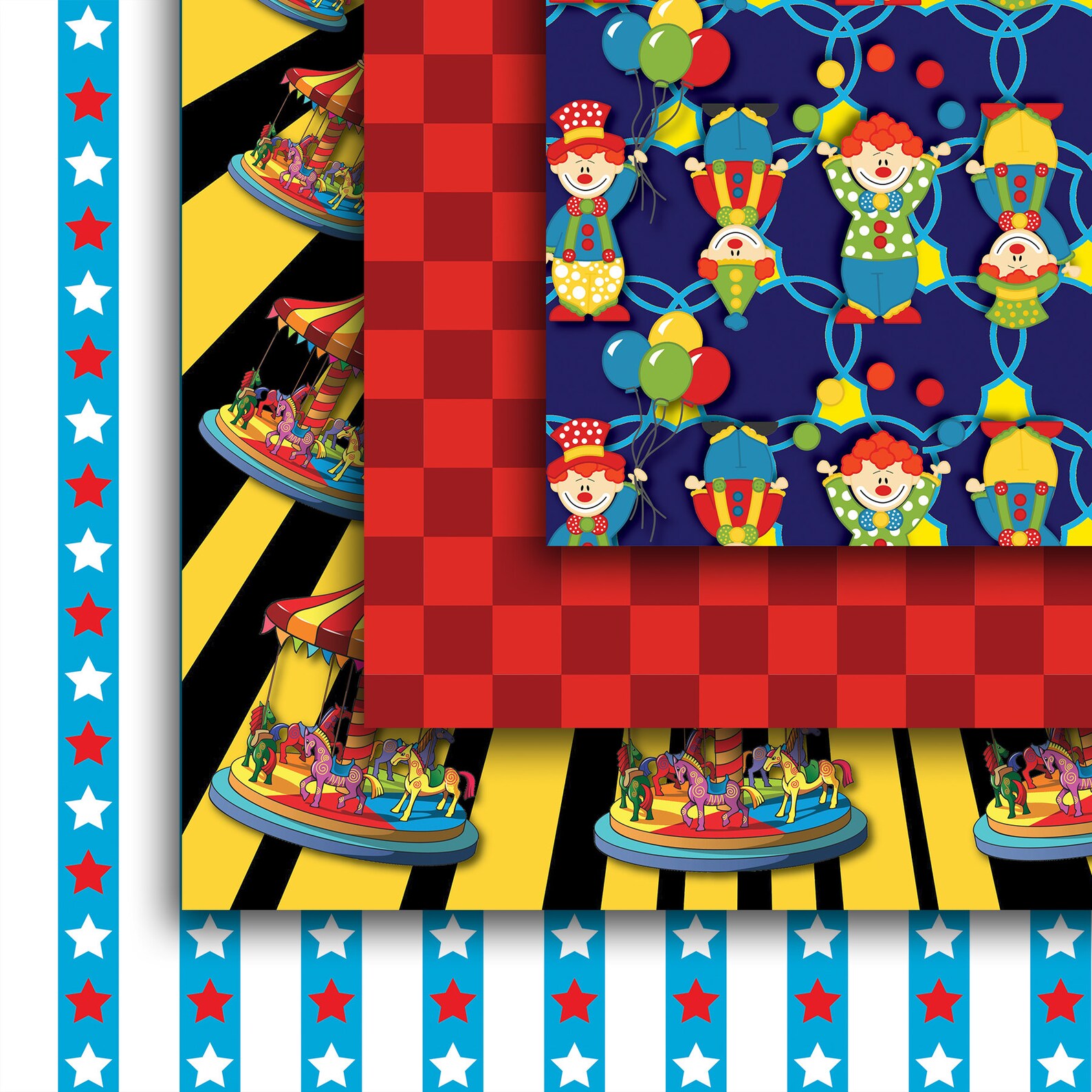 Circus Digital Paper Pack Carnival Digital Paper Pack Clown - Etsy