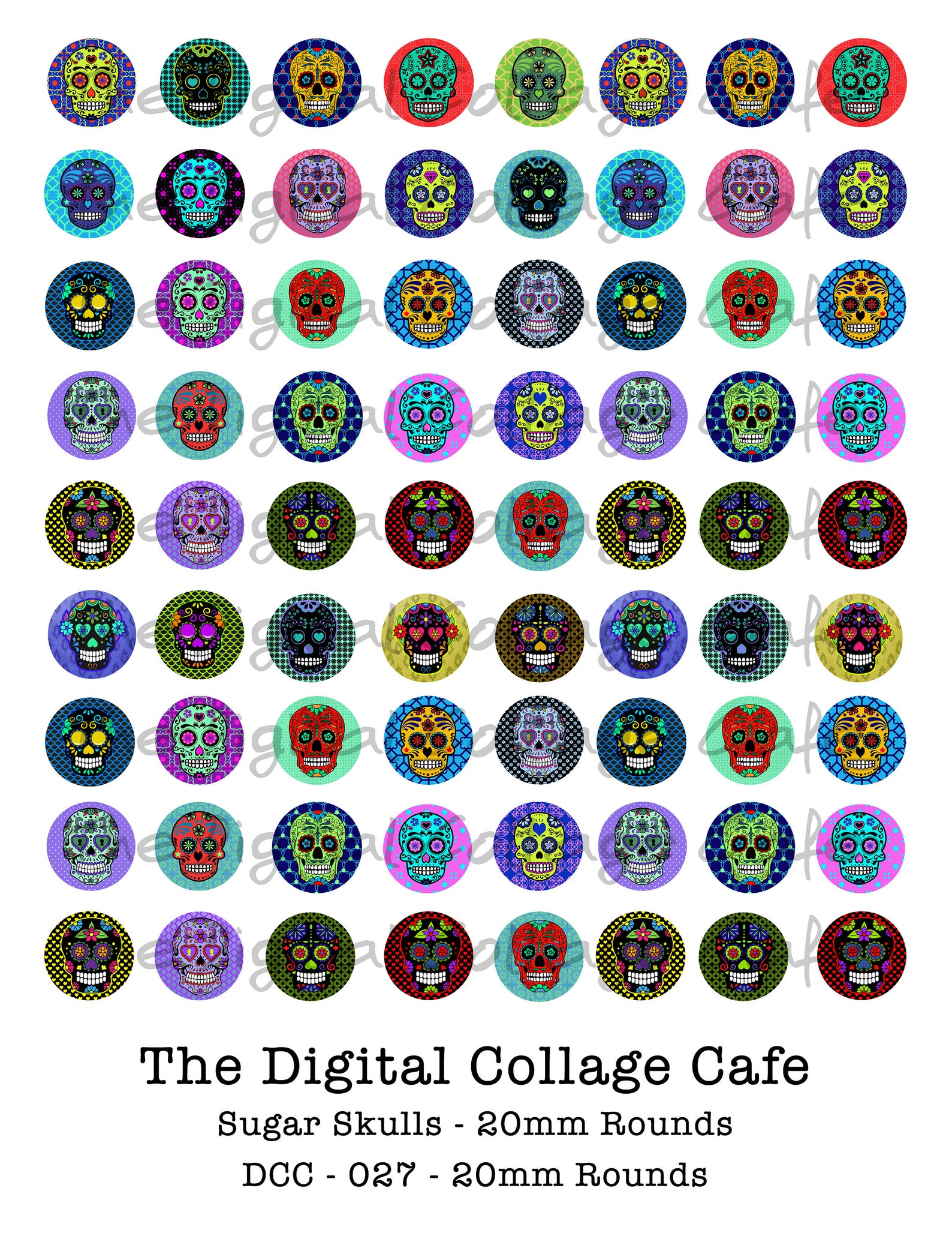 Sugar Skulls Collage Sheet DCC027 - Dia De Los Muertos Collage, Skull ...