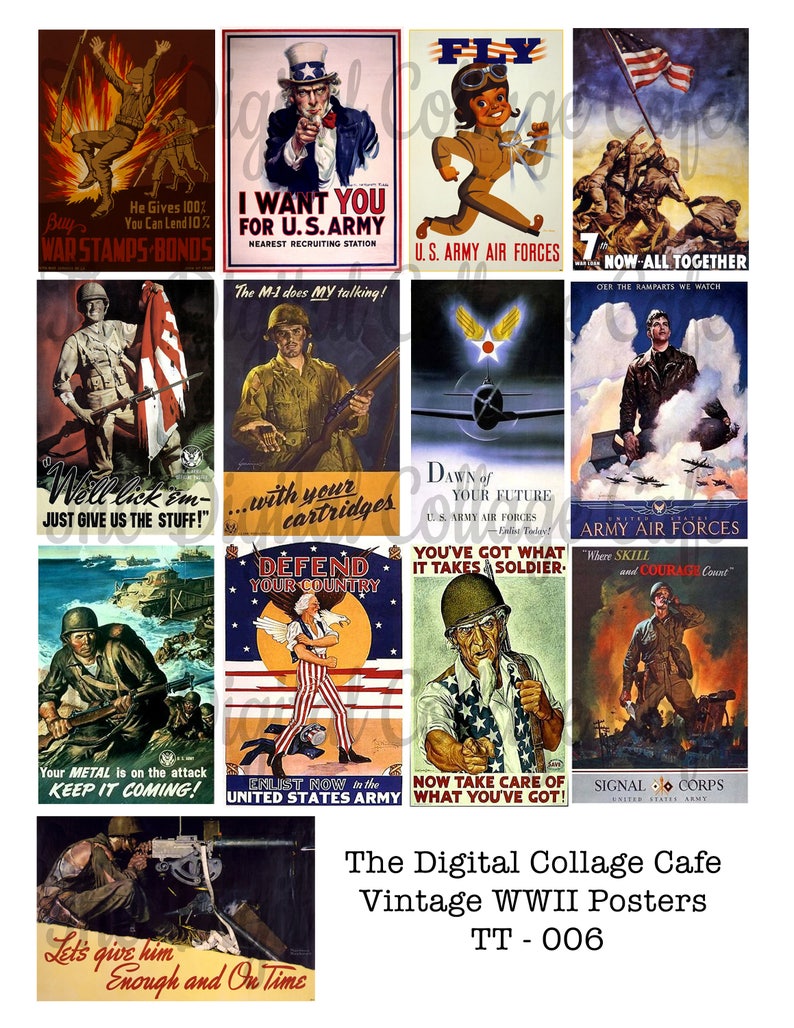 Vintage WWII Posters Digital Collage Sheet TT 006 - Etsy