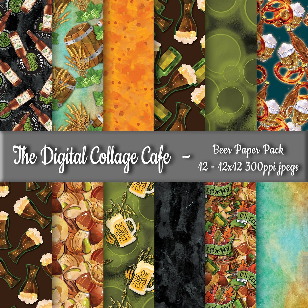 Beer Seamless Digital Paper Pack, Pretzels Digital Paper Pack ...