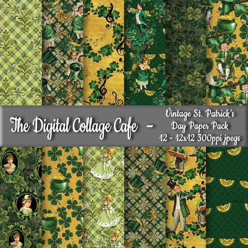 St. Patrick's Day Shamrock Digital Paper Scrapbook - Etsy