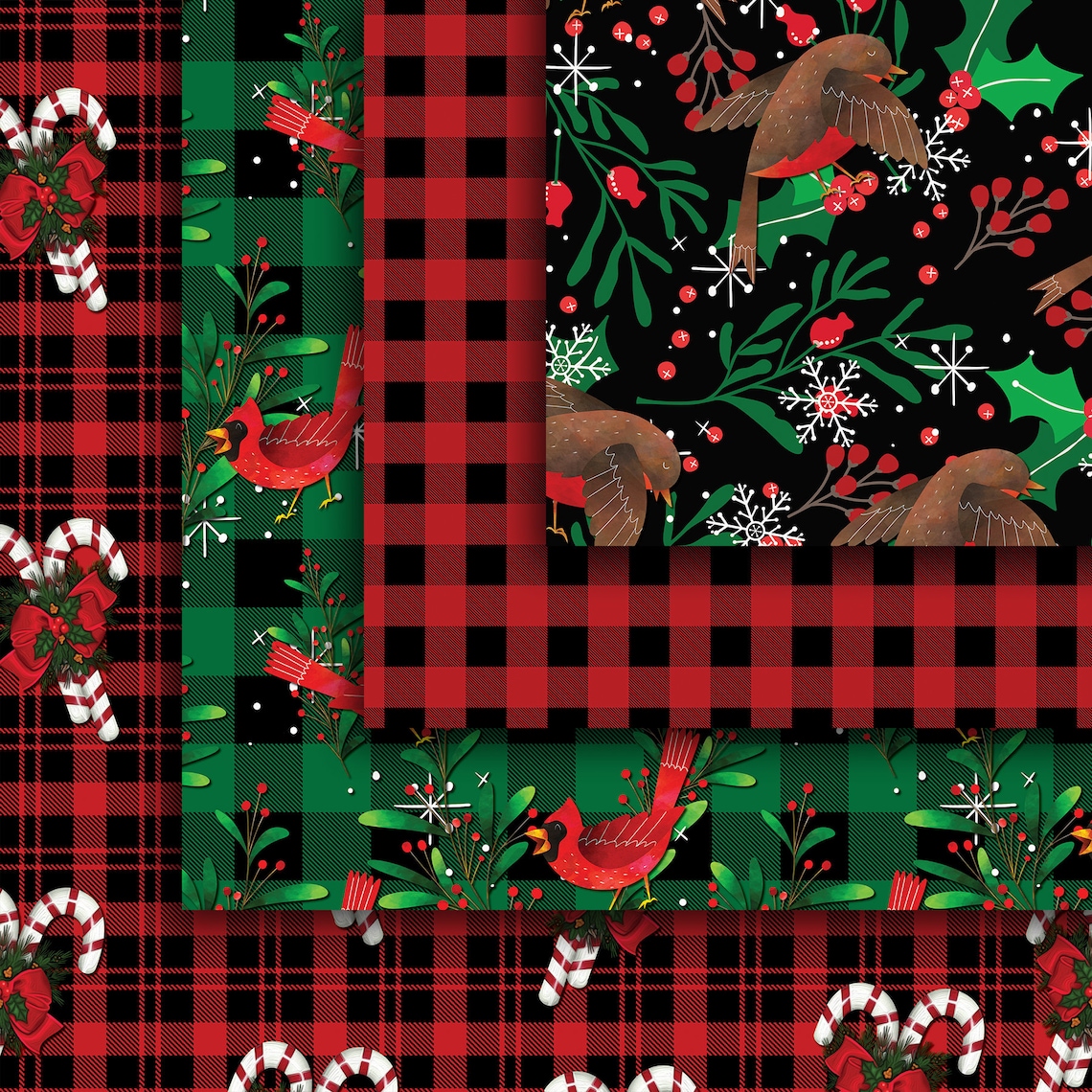 Country Christmas Seamless Digital Paper Pack Holiday Digital - Etsy