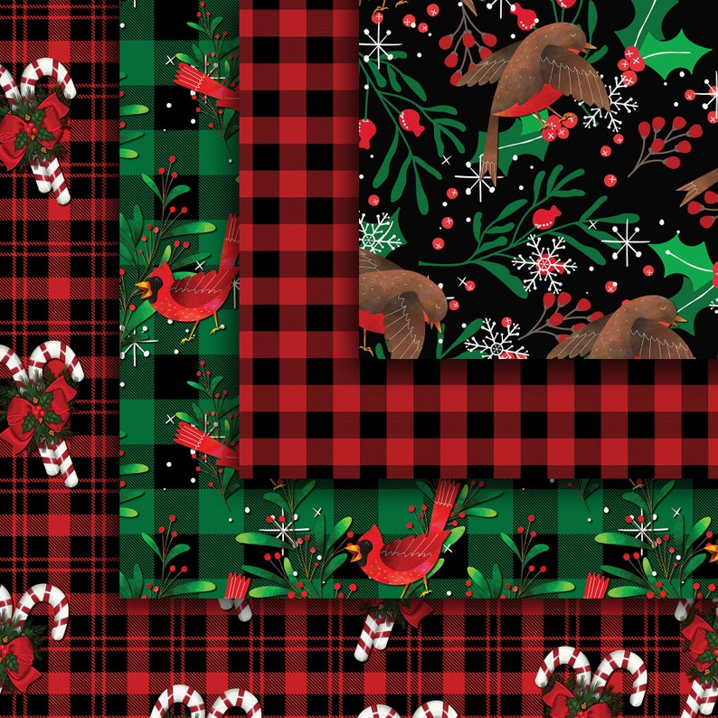 Country Christmas Seamless Digital Paper Pack, Holiday Digital Paper ...