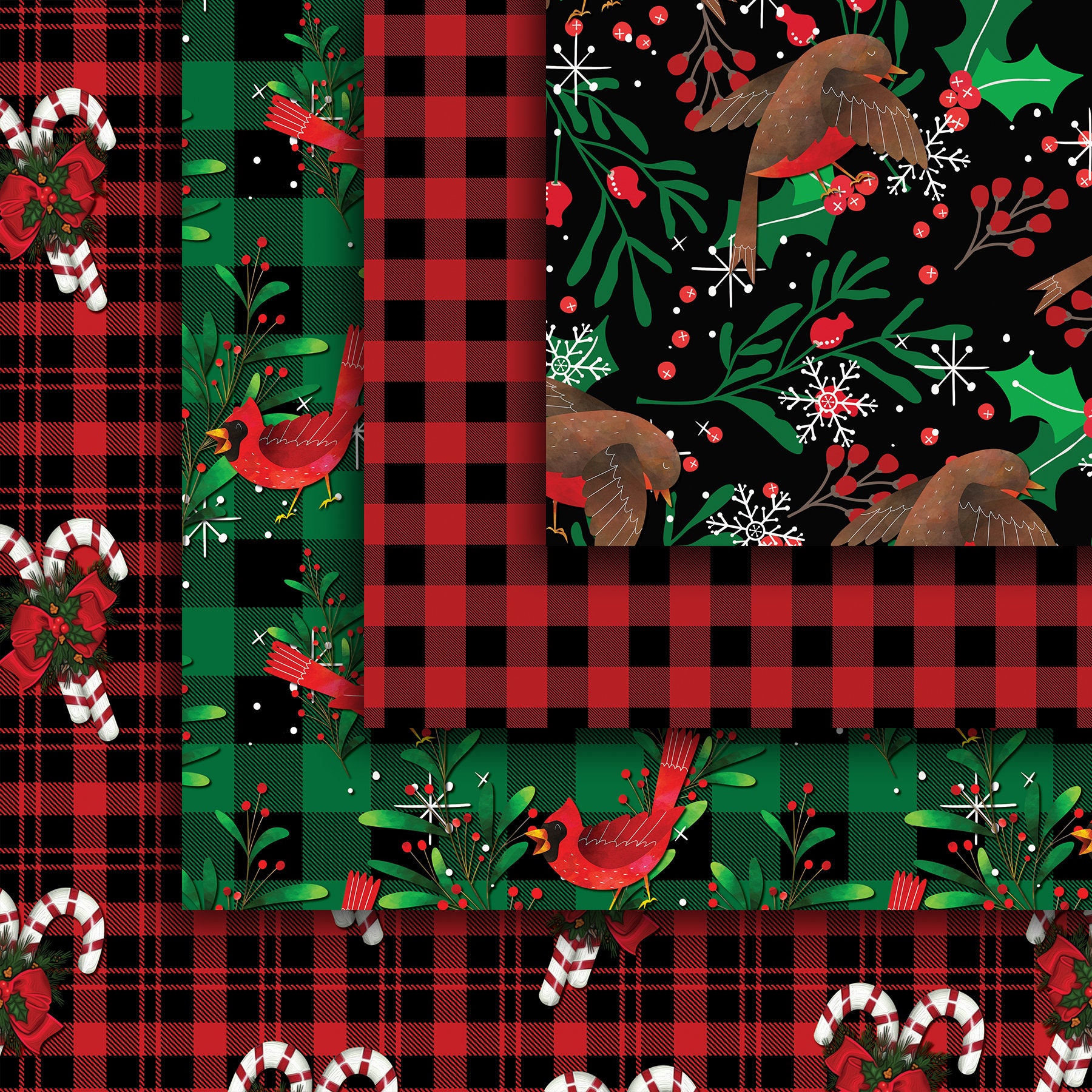 Country Christmas Seamless Digital Paper Pack Holiday Digital - Etsy
