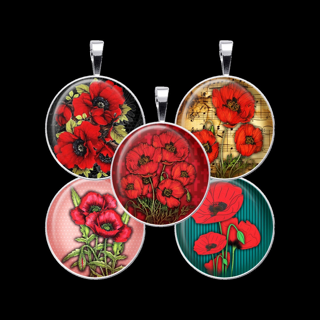 Poppy Digital Collage Sheet, Flower Collage, Floral Collage - DCC089 ...