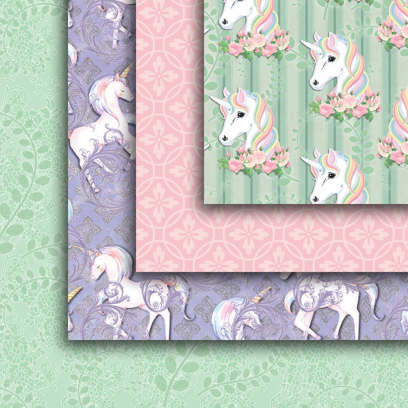 Unicorn Digital Paper Pack Mythical Creature Digital Paper - Etsy