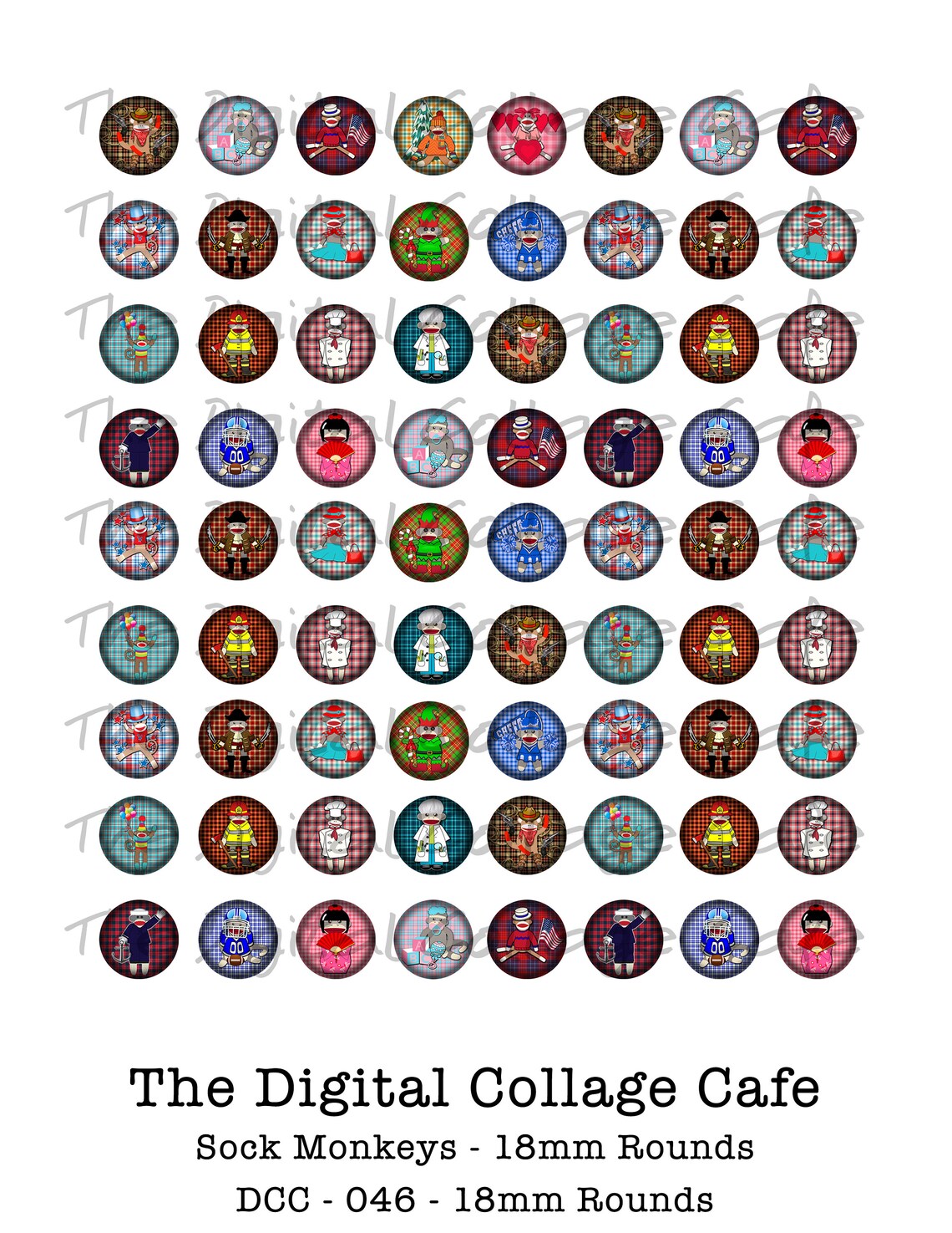 Sock Monkey Digital Collage Sheet Vintage Toy Digital - Etsy