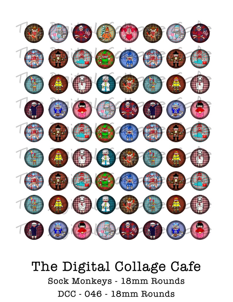 Sock Monkey Digital Collage Sheet Vintage Toy Digital - Etsy