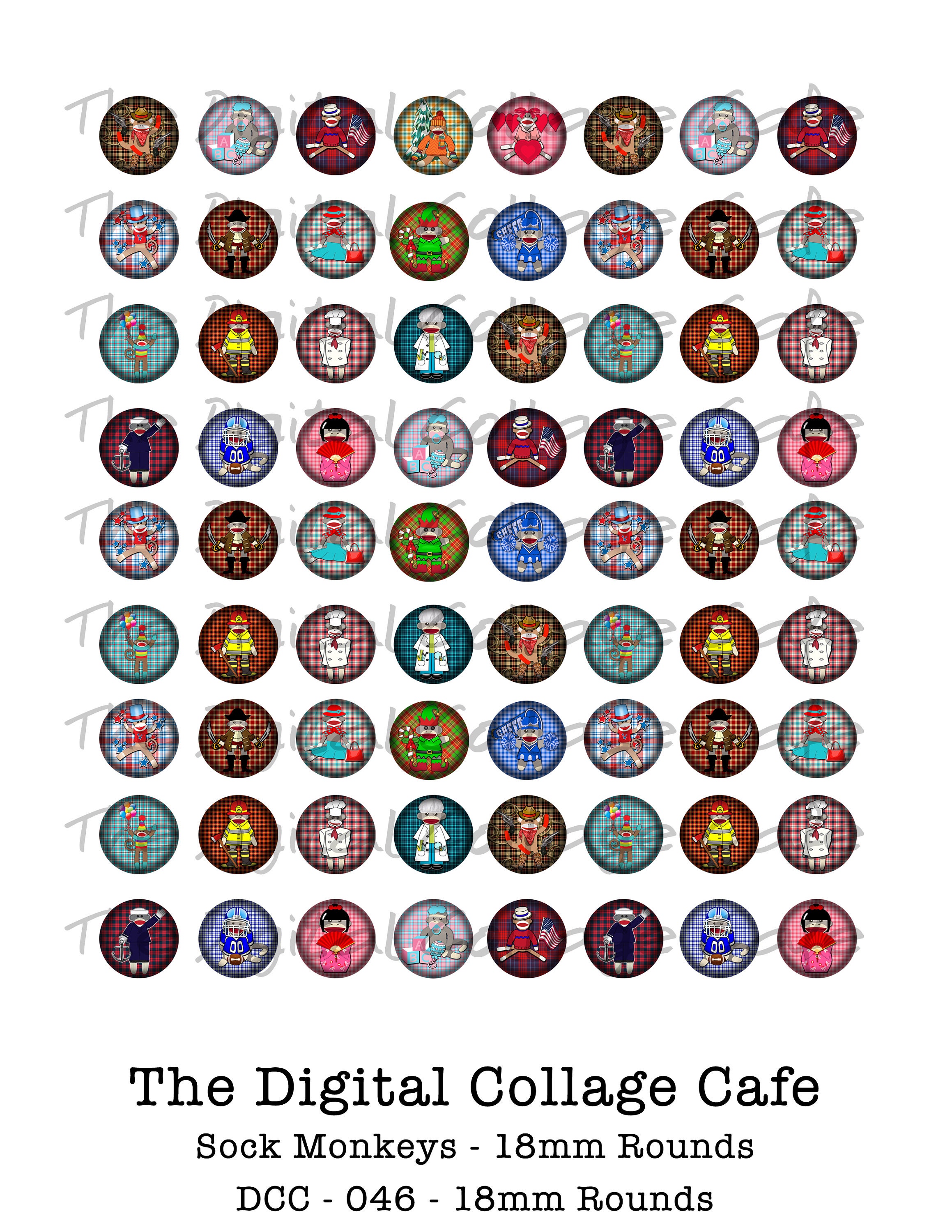 Sock Monkey Digital Collage Sheet - Vintage Toy Digital Collage DCC046 ...