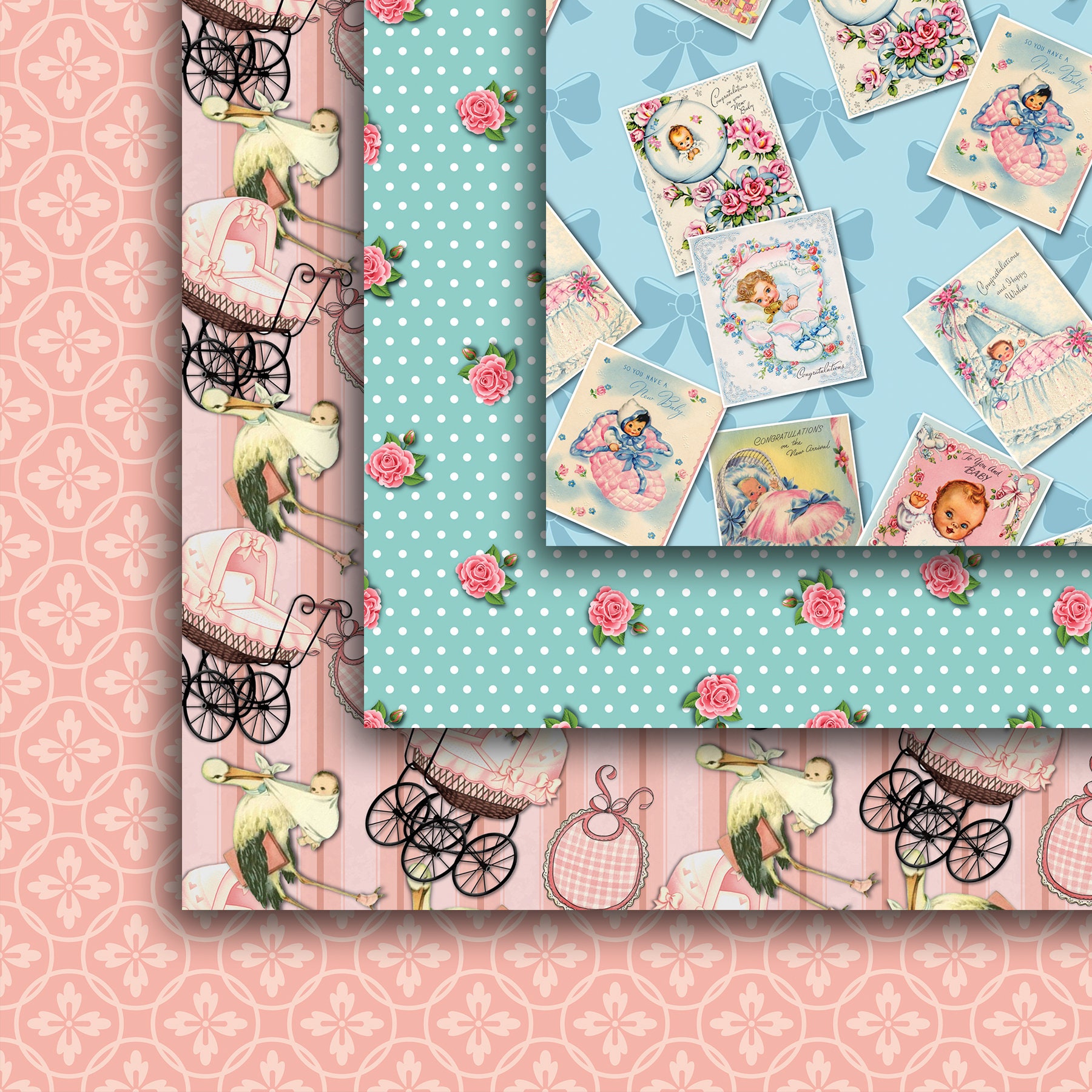 Baby Seamless Digital Paper Pack Baby Shower Scrapbook Paper - Etsy