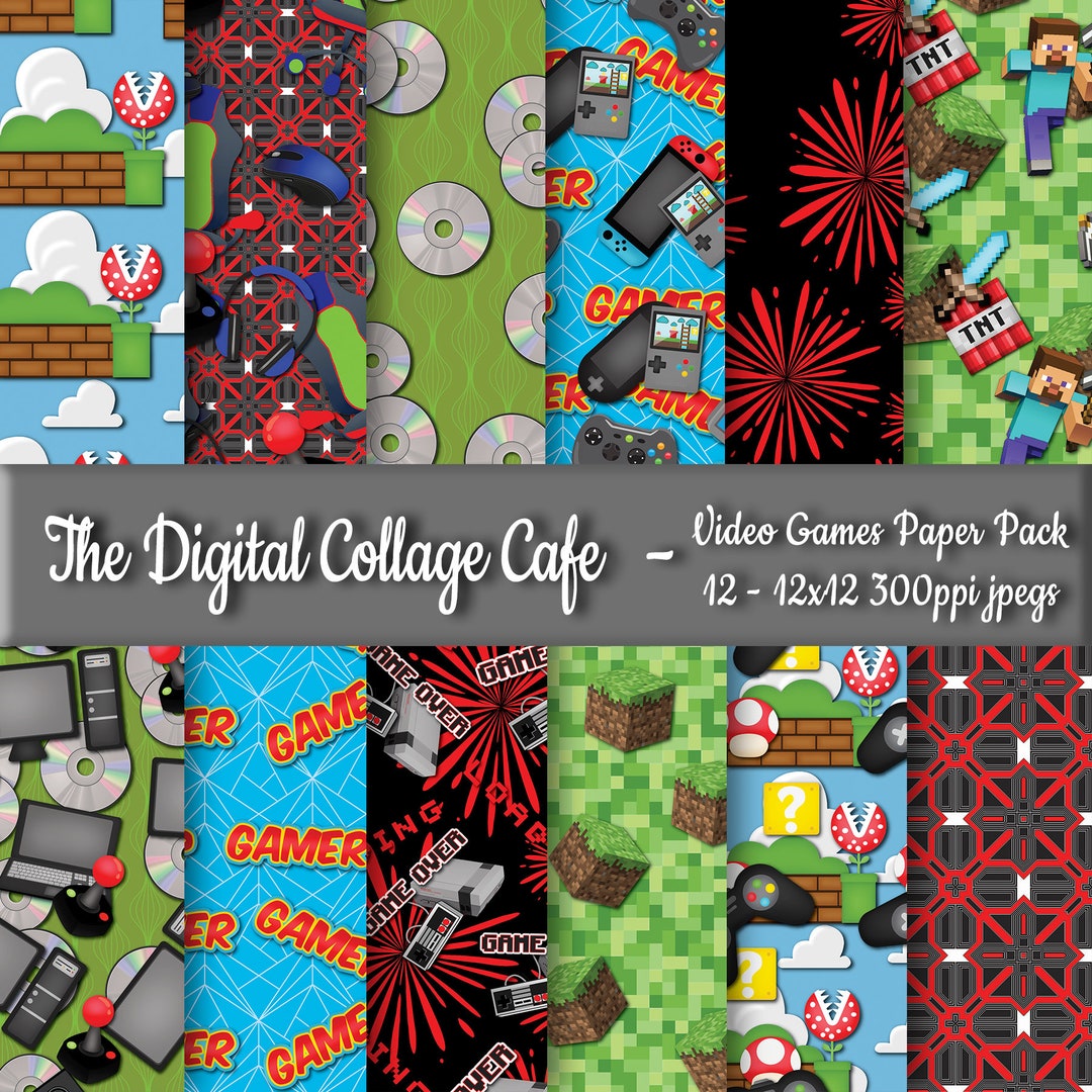 Video Games Seamless Digital Paper Pack, Gamer Seamless Digital Paper ...