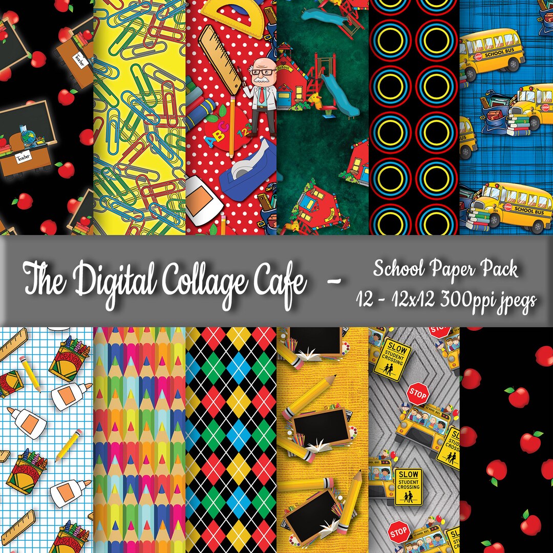 School Seamless Digital Paper Pack, Teacher Seamless Digital Paper Pack ...