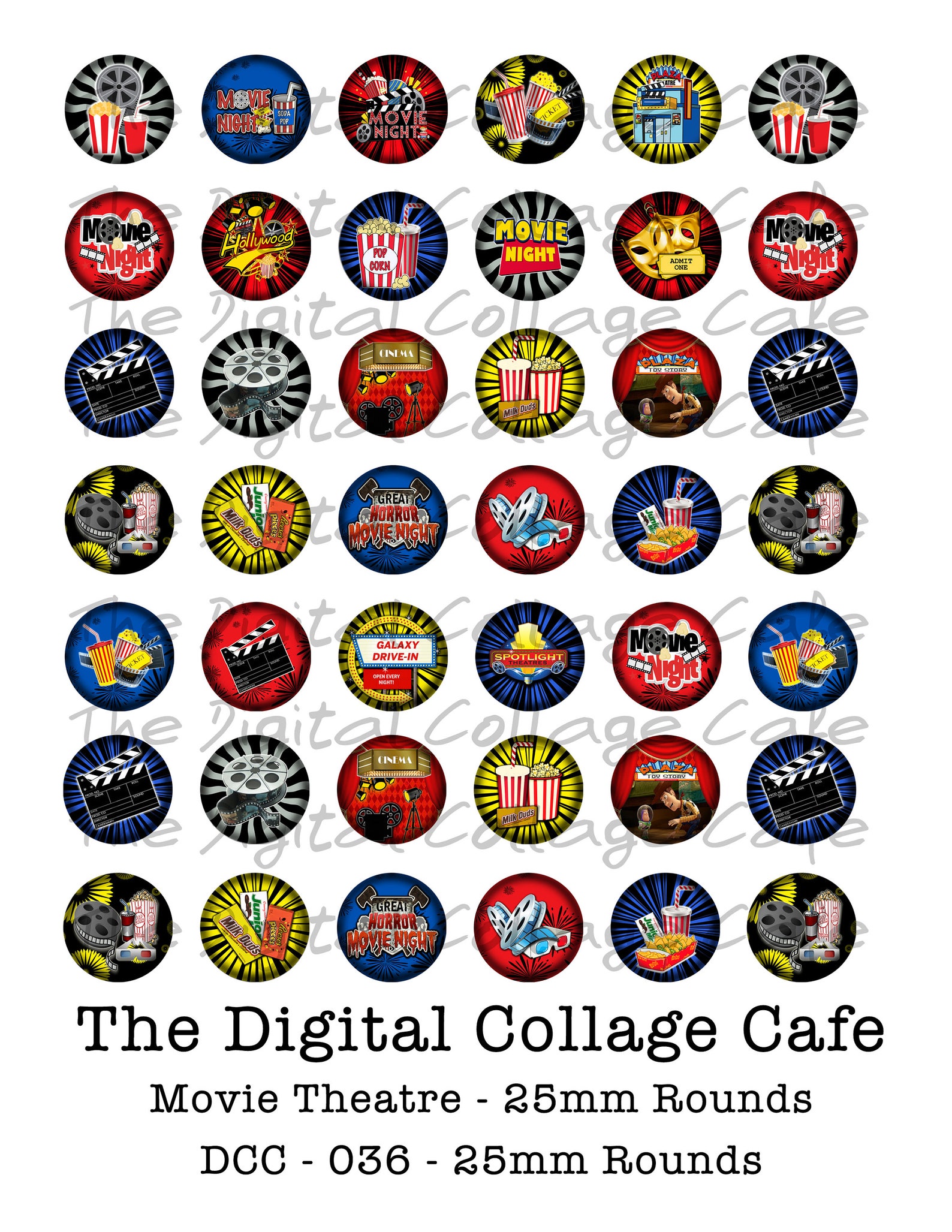 Movie Theater Digital Collage Sheet DCC036 - Cinema Collage, Movie ...