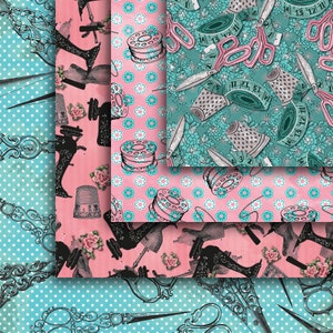 Sewing Seamless Digital Paper Pack, Knitting Digital Paper, Seamstress ...