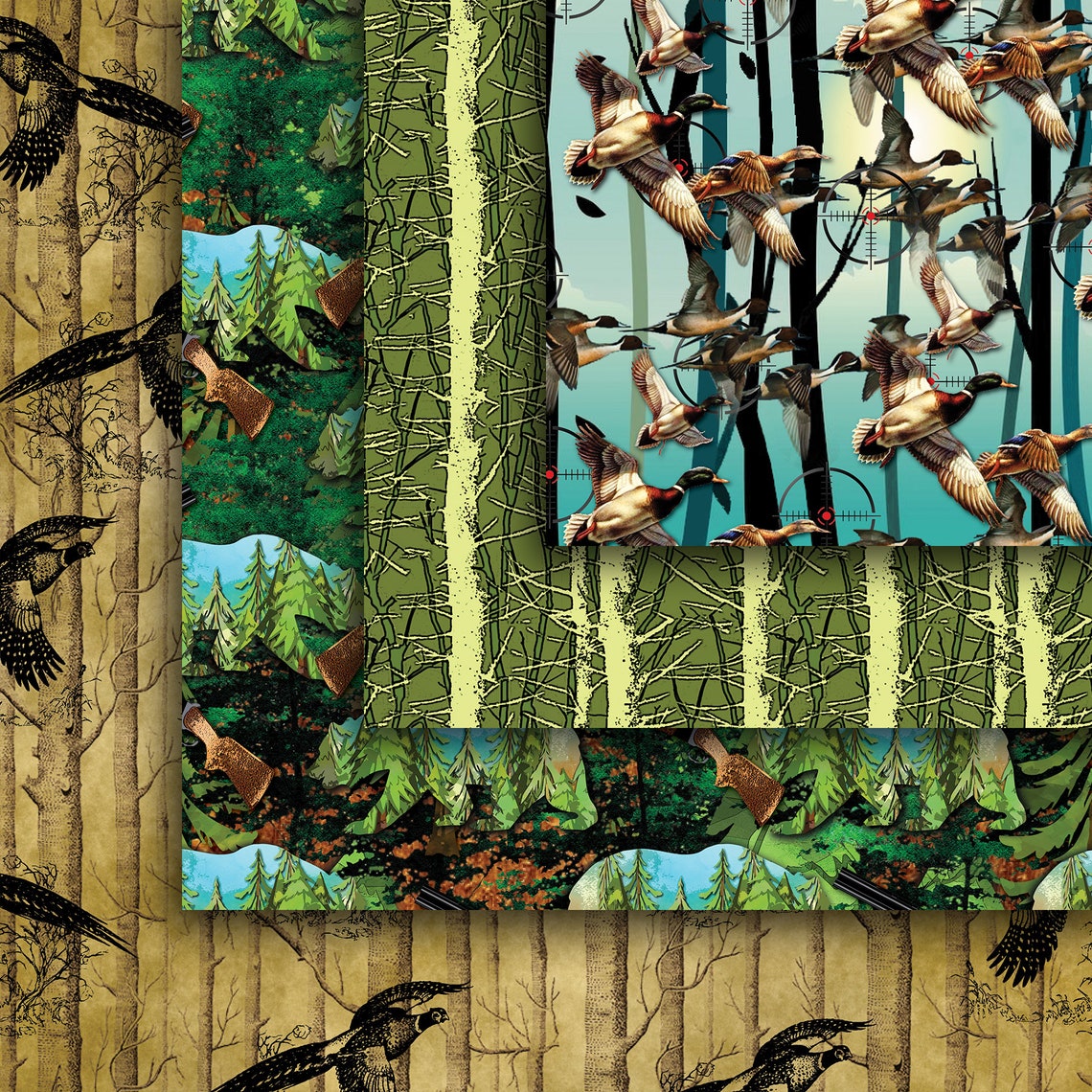 Hunting Seamless Digital Paper Pack, Duck Hunting Digital Paper, Deer ...