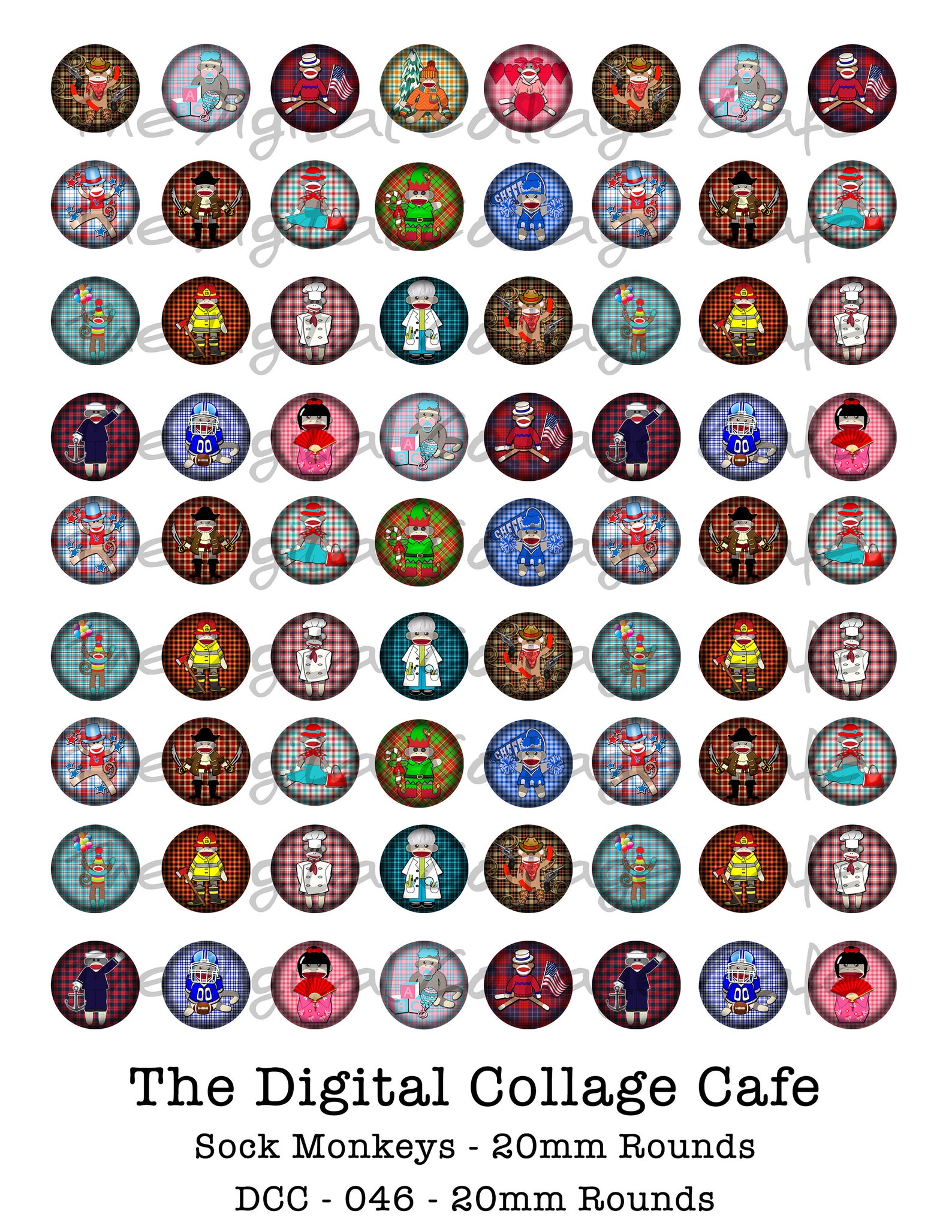 Sock Monkey Digital Collage Sheet Vintage Toy Digital - Etsy