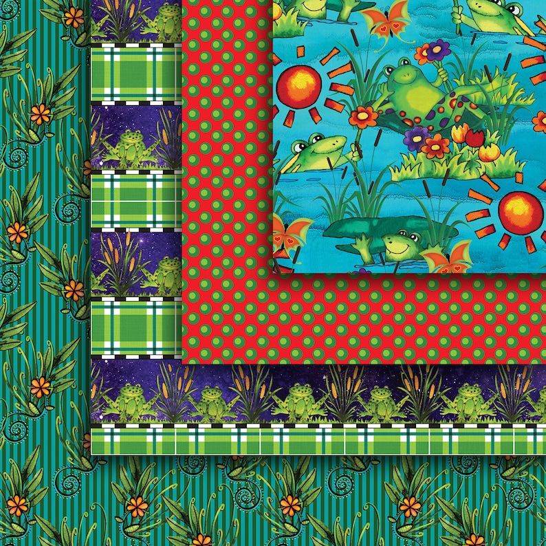 Frog Seamless Digital Paper Pack, Frogs Digital Pattern, Colorful ...