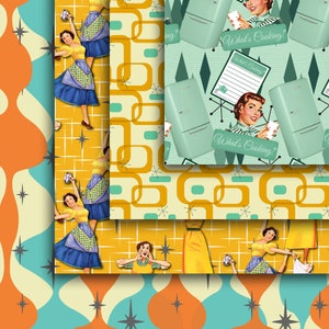 Retro Housewives Seamless Digital Paper Pack, 1950s Seamless Digital ...
