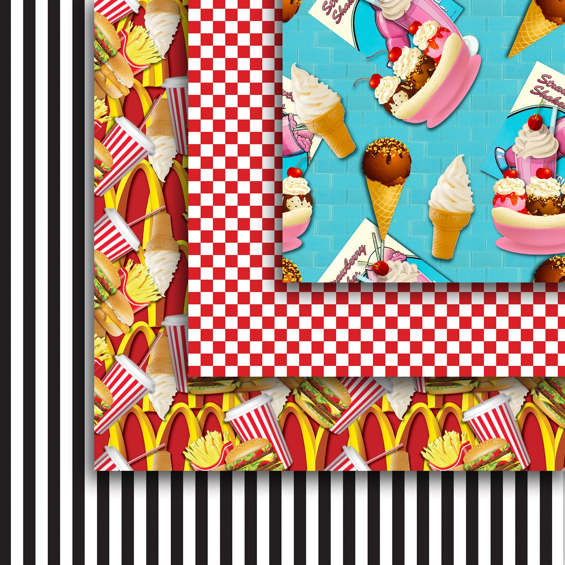 Fast Food Seamless Digital Paper Pack Burger Digital Paper | Etsy