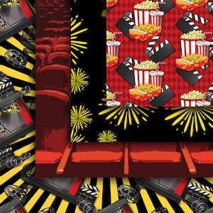 Movie Theatre / Movie Theater Seamless Digital Paper Pack, Cinema Paper ...