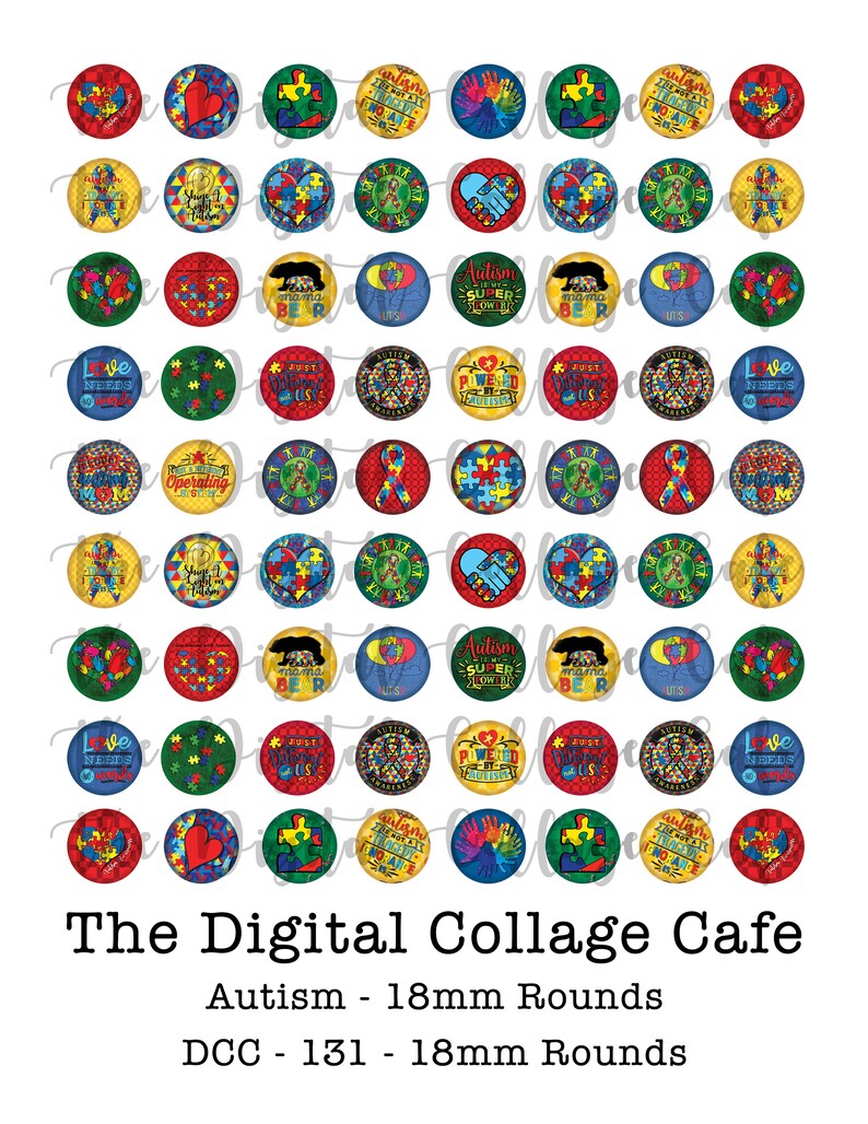 Autism Digital Collage Sheet Autism Awareness Collage - Etsy