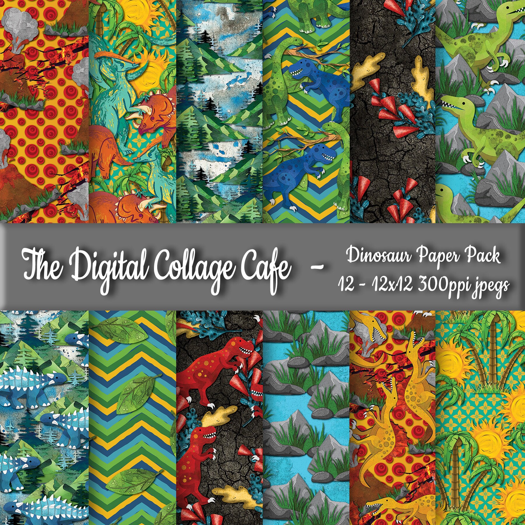 Dinosaur Seamless Digital Paper Pack Prehistoric Digital - Etsy