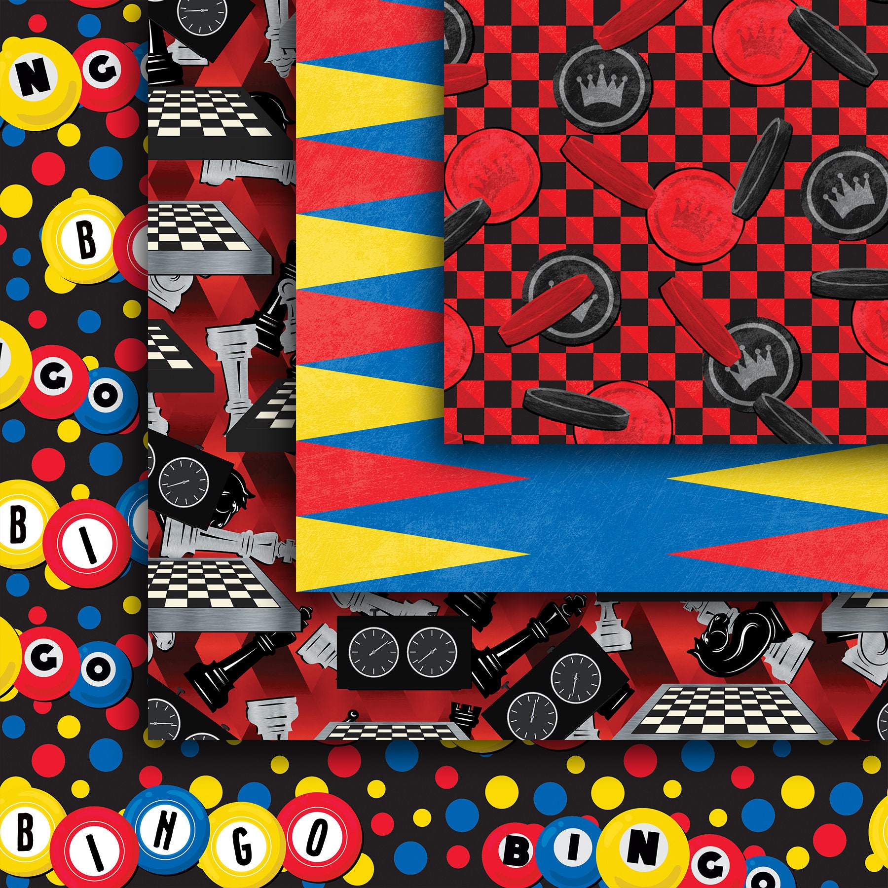 Classic Board Games Seamless Digital Paper Pack Checkers - Etsy