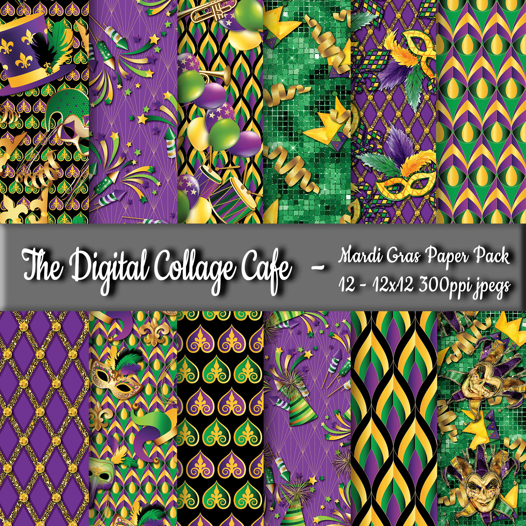 Mardi Gras Seamless Digital Paper Pack Fat Tuesday Scrapbook | Etsy