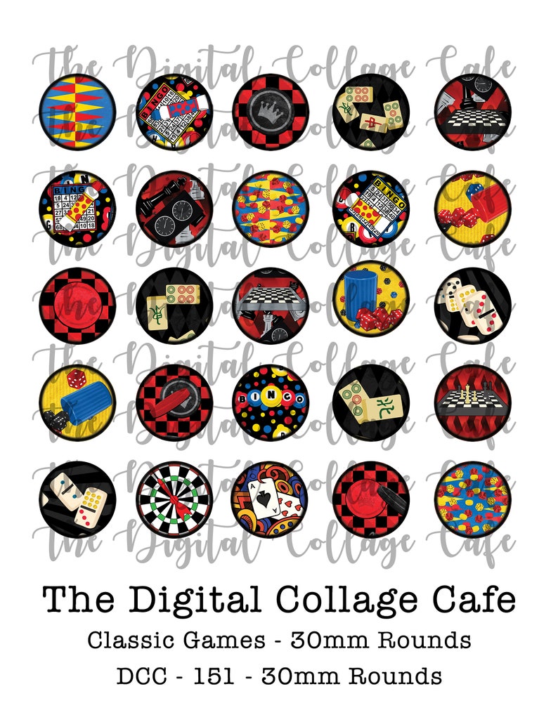Classic Games Digital Collage Sheet Bingo Collage Chess - Etsy