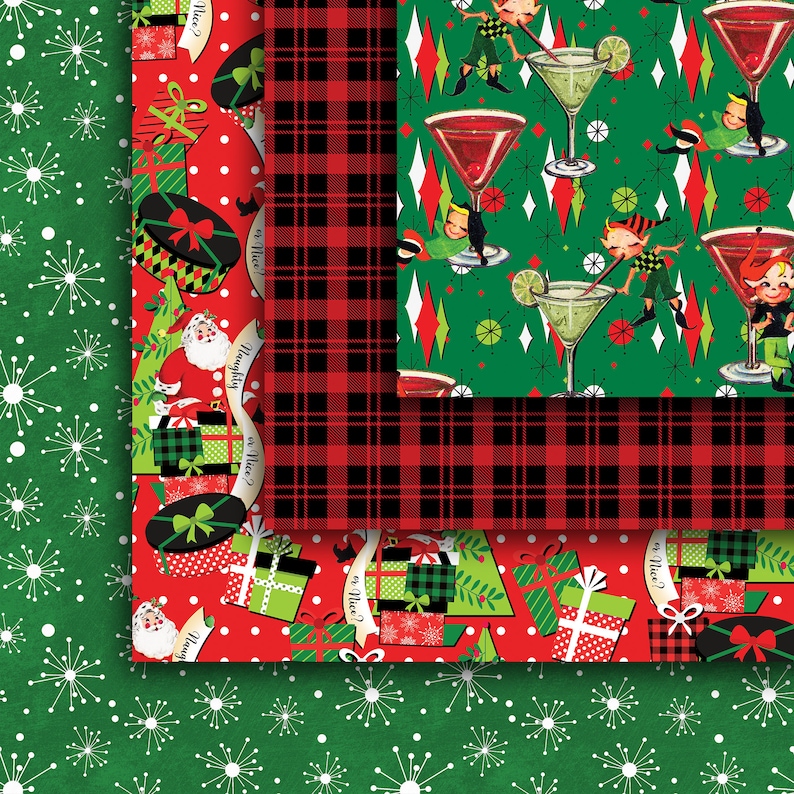 Retro Christmas Seamless Digital Paper Pack Retro Holiday - Etsy