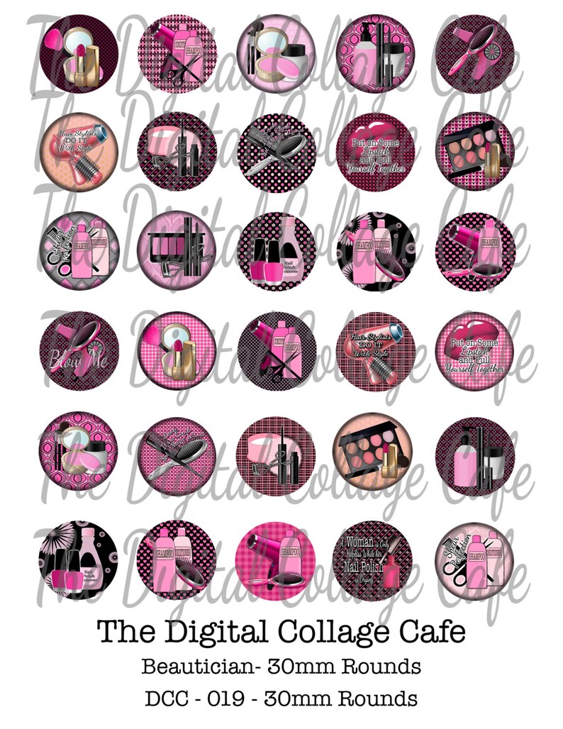Beautician Digital Collage Sheet DCC019 - Hairdresser Collage ...