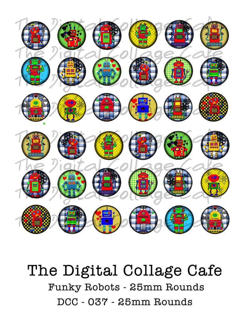 Robot Digital Collage Sheet DCC037- Nerd Collage Sheet, Geek Digital ...