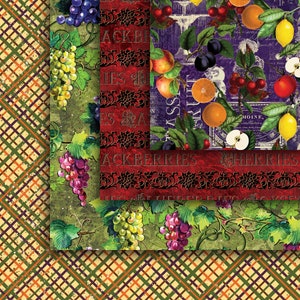 Fruit Seamless Digital Paper Pack, Vintage Fruit Digital Pattern, Fruit ...