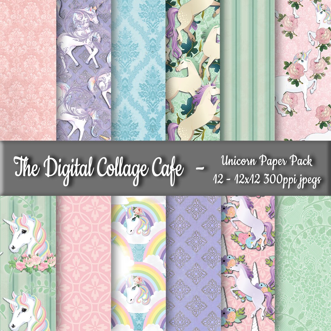 Unicorn Digital Paper Pack, Mythical Creature Digital Paper Pack ...