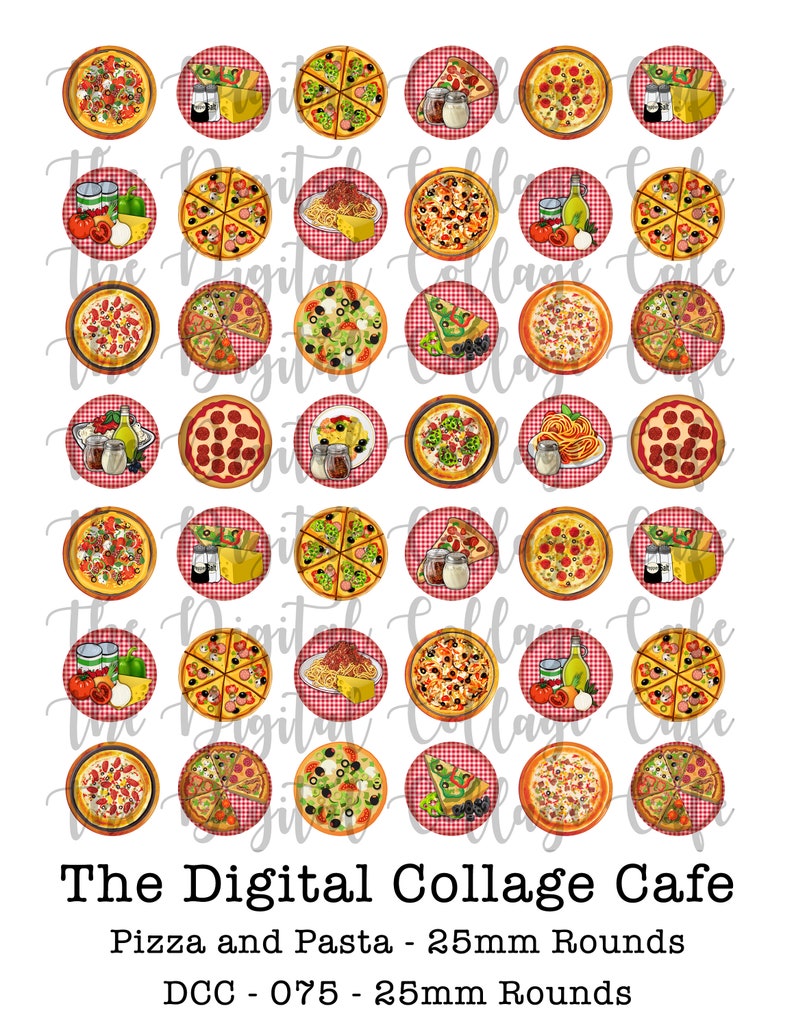 Pizza Digital Collage Sheet Pasta Digital Collage Italian | Etsy