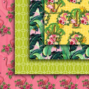 Flamingos Digital Paper Pack, Beach Paper Pack, Palm Trees Paper Pack ...