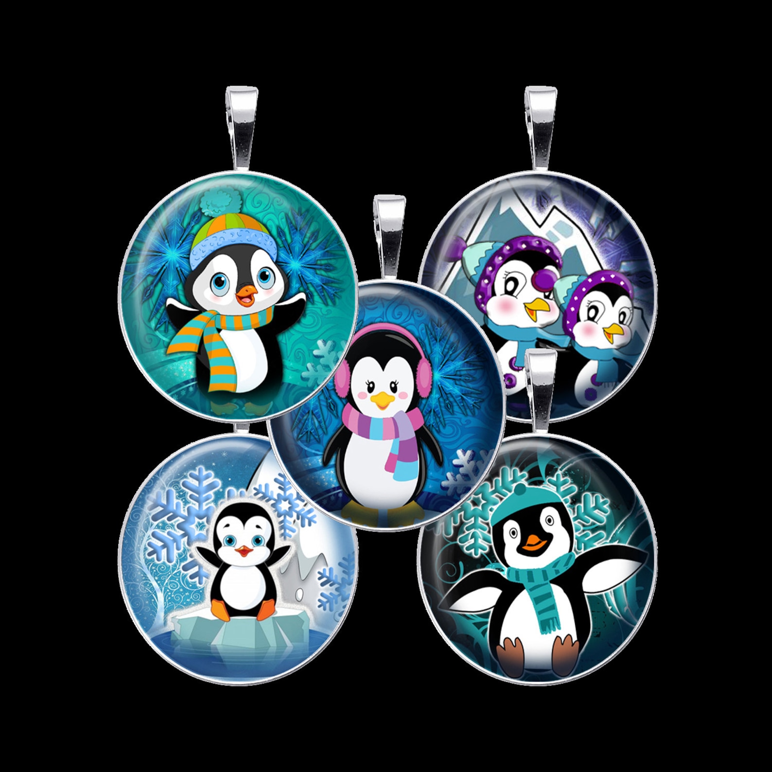 Penguin Digital Collage Sheet Winter Collage Snow Collage | Etsy